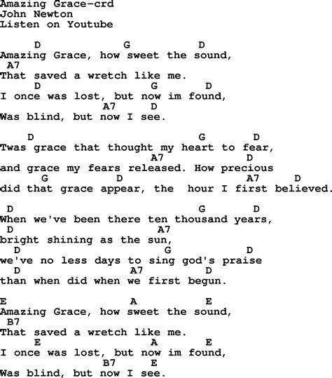 Amazing Grace Chords Printable A Timeless Hymn At Your Fingertips