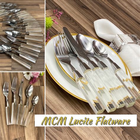 Mcm Lucite Flatware Set With Serving Set Complete Service For 8 Silverware By Lifetime Cutlery