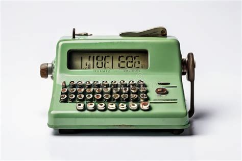 Vintage Adding Machine A Green Adding Machine With A Large Crank Stock