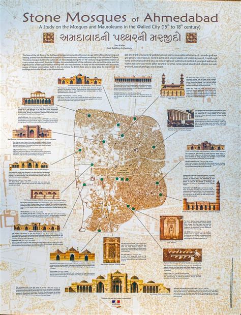 Vintage Guide Map About Stone Mosques Of Ahmedabad Editorial Stock