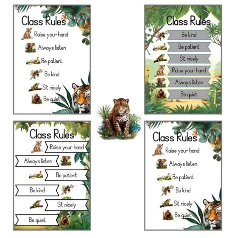 Jungle Theme Classroom Rules Posters Printable Class Rules For