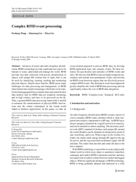 Pdf Complex Rfid Event Processing