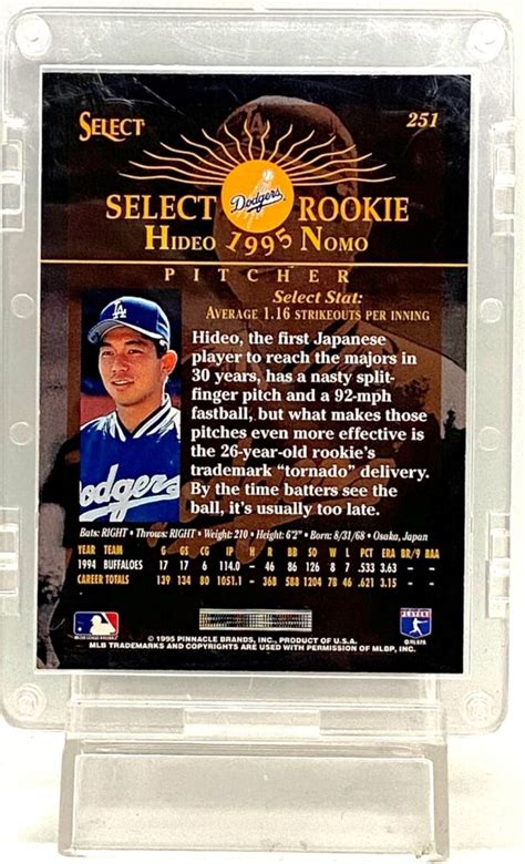 1995 Select Rookie Hideo Nomo Rookie Card 251 La Dodgers