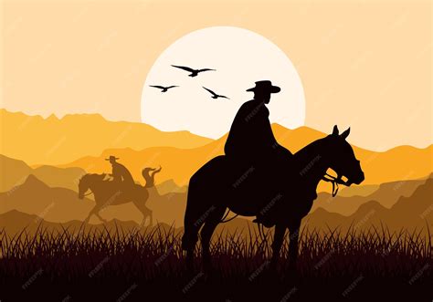 Premium Vector Gaucho Sunset Silhouette