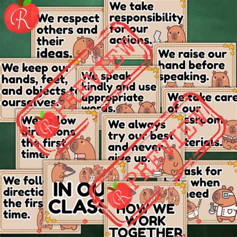In Our Class Classroom Rules Posters Upper Elementary Capybara Decor
