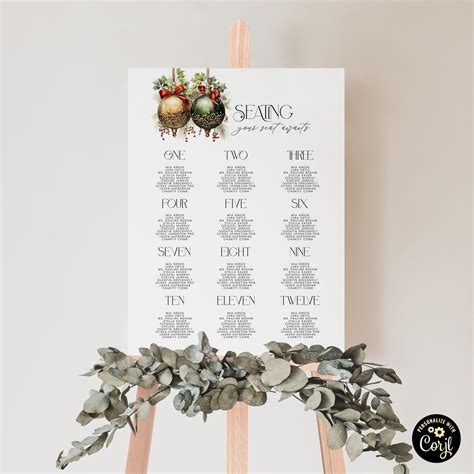Christmas Party Seating Plan Editable Festive Holidays Party Table Plan