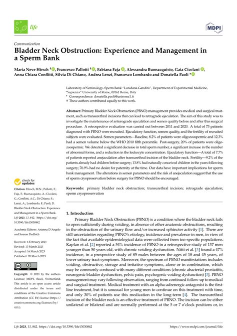 Pdf Bladder Neck Obstruction Experience And Management In A Sperm Bank