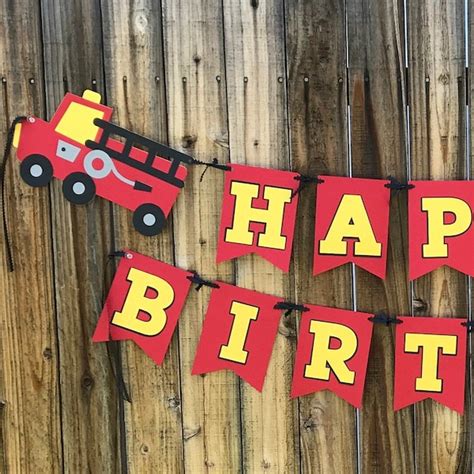 Fire Truck Happy Birthday Etsy