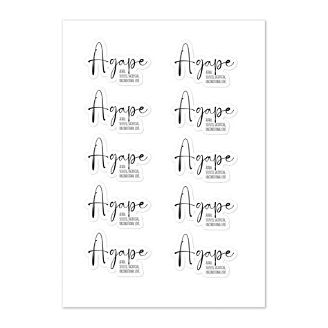 Agape Sticker Sheet Greek Definition Greek Words Greek Love Black N