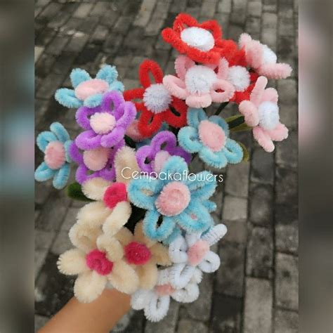 Jual Bunga Tangkai Mini Daisy Cempakaflowers Pipe Cleaner Bunga Kawat Bulu Tangkai