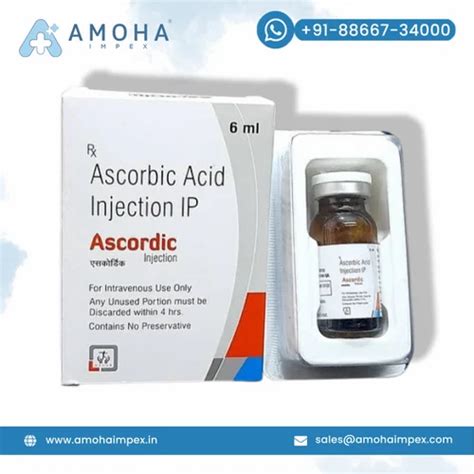 150mg Vitamin C Ascorbic Acid Injection Packaging Size 15 Ml In 1
