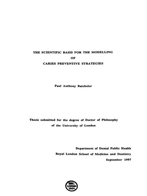 Batchelor Paul Phd 1997 Pdf Dentistry Health Sciences