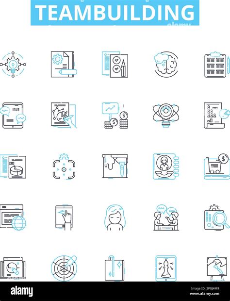 teambuilding vector line icons set teamwork collaboration problem