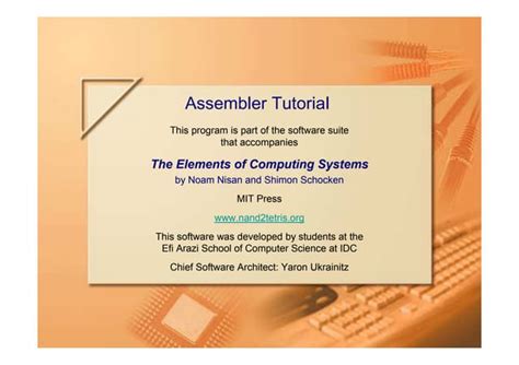 Assembler Turorial For Computers One Pdf