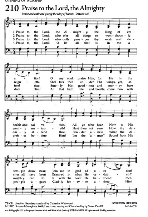 The Celebration Hymnal Songs And Hymns For Worship 210 Praise To The