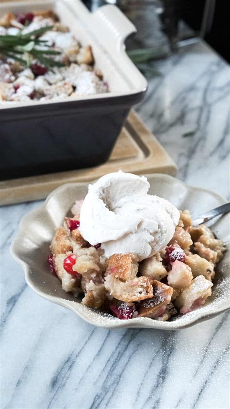 Cranberry Bread Pudding Made With Rosemary Infused Simple Syrup