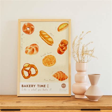 Unframed Aesthetic Bread Wall Art Poster Bread Pretzel Croissant Bagel