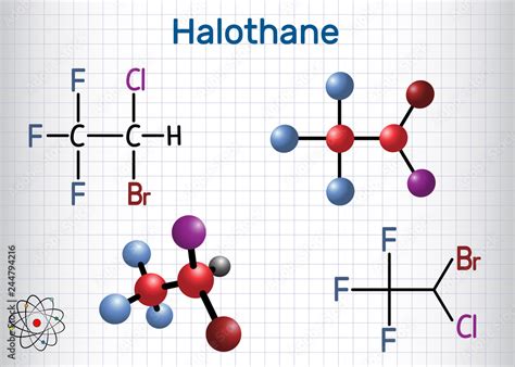 Vetor De Halothane General Anesthetic Drug Molecule Structural