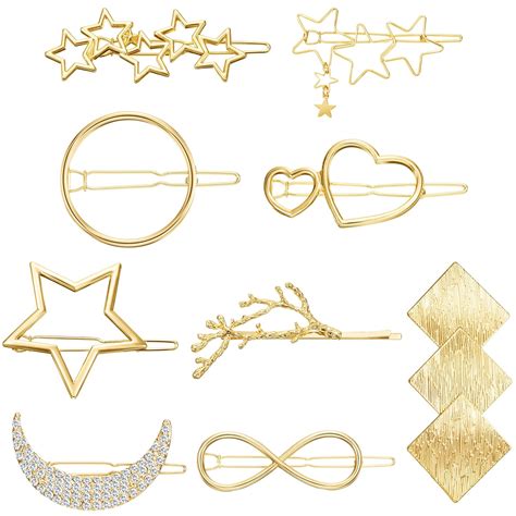 12 Pieces Hair Barrettes Hair Clips Minimalist Gold Hair