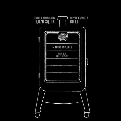 White Graphic Representation Of The Interior Dimensions Of The Smoker