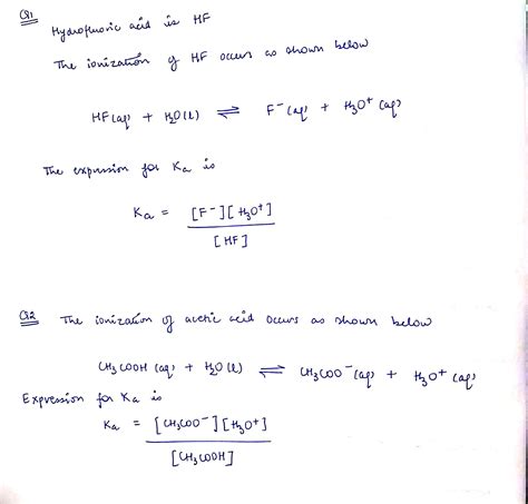 [solved] Write The Ka Expression For An Aqueous Solution Of