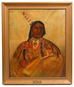 Gus Garrett Oil Painting Of Sioux Indian Chief