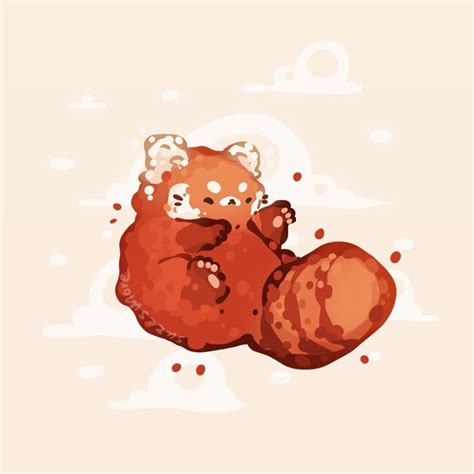 Cute Red Panda Cartoon Drawing