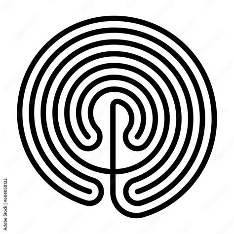 Circle Shaped Cretan Labyrinth Classical Design Of A Single Path In Seven Courses As Depicted
