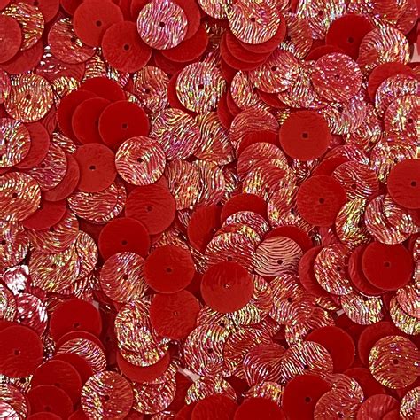 10mm Sequins Red Embossed Swirl Texture Iridescent Sequinsusa