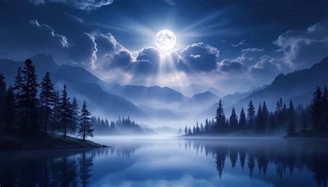 Free Moonlit Mountain Lake Image Moonlight Reflection Lake