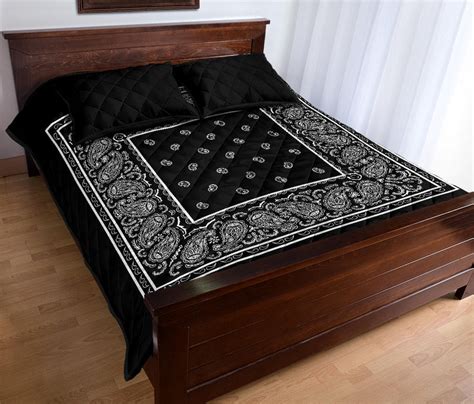 Black Bandana Bed Quilts With Shams The Bandana Blanket Company