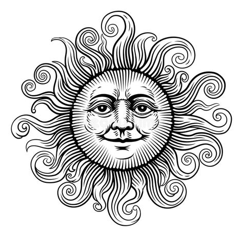 Sun Face Vintage Style Illustration Stock Vector Illustration Of Logo Vintage 344897688