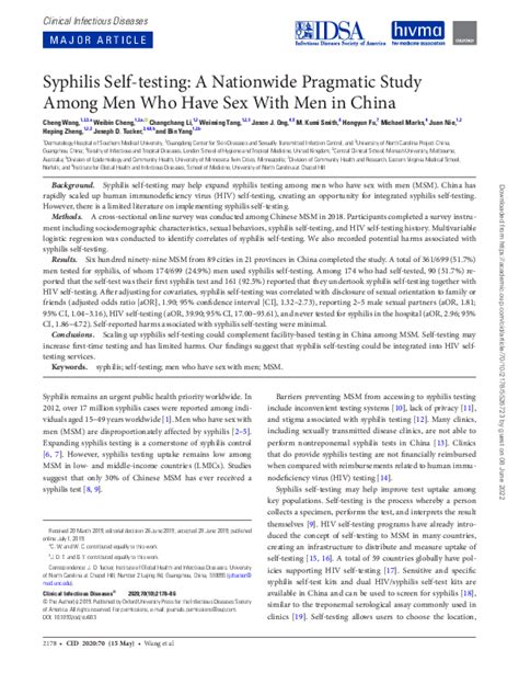 Pdf Syphilis Self Testing A Nationwide Pragmatic Study Among Men Who
