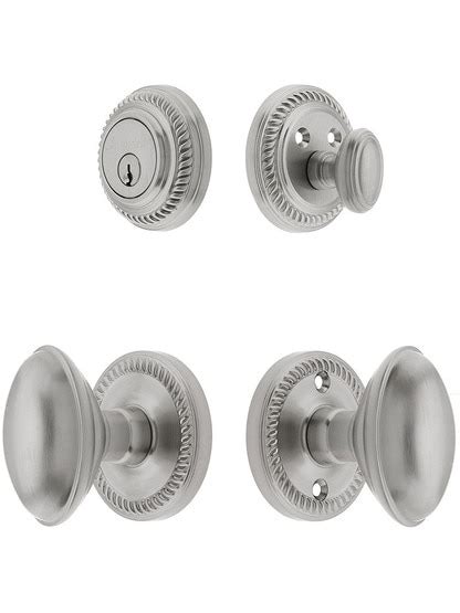 Grandeur Newport Entry Door Set With Oval Brass Knobs House Of