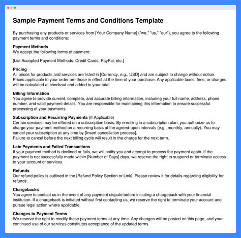 Payment Terms And Conditions For Your Business [ Template]