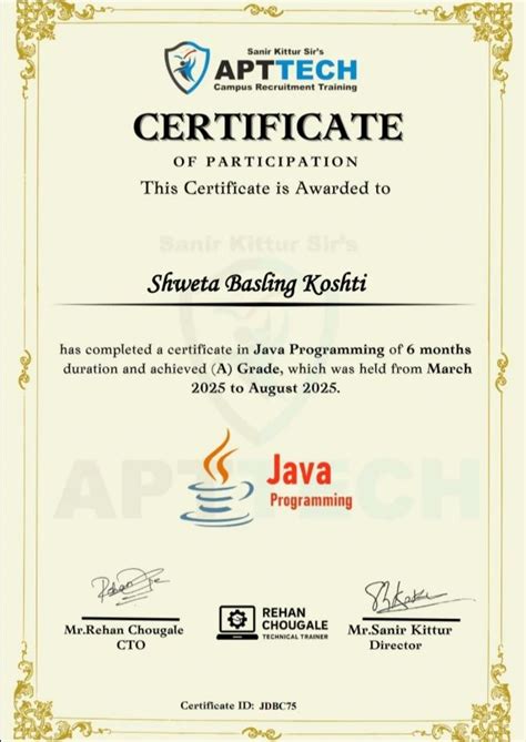 Proud To Share My Certificate Of Completion For Java Programming On