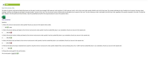 Excel Online Activity Eoq Been Collected In The