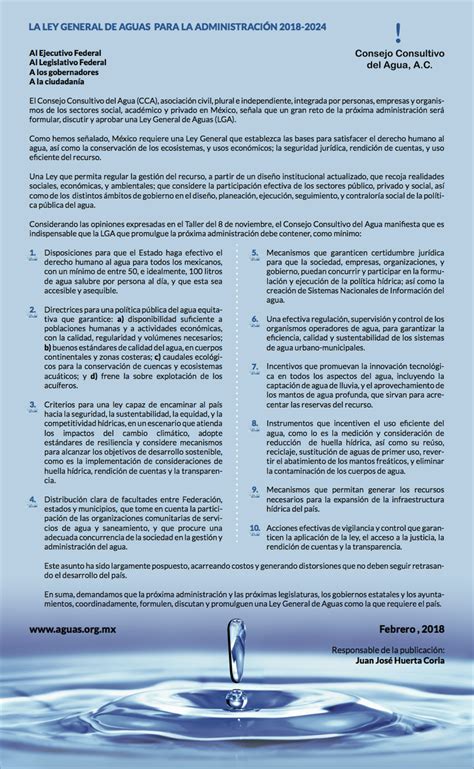 El Nuevo Gobierno Deberá Lograr Una Ley General De Agua Incluyente Y