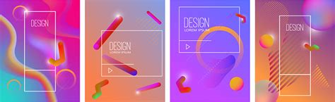 추상적인 활기찬 그라데이션 모양 배너 디자인 서식 파일의 집합입니다 포스터 카드 전단지 프레 젠 테이 션 브로셔 커버에 대 한 디자인 요소 0명에 대한 스톡 벡터 아트 및