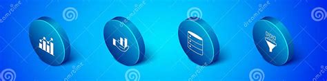 set isometric pie chart infographic server binary code and icon