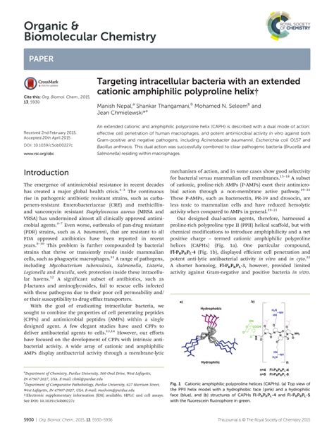 Pdf Targeting Intracellular Bacteria With An Extended Cationic