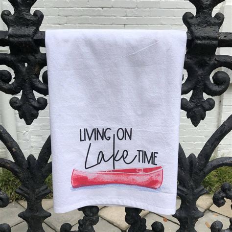 Watercolor Living On Lake Time Kitchen Towel Etsy