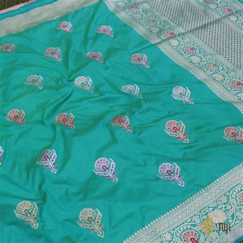 Sea Green Pure Katan Silk Banarasi Handloom Saree Handloom Saree