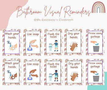 Boho Bathroom Visual Reminders By Ms Gassaways Classroom Tpt