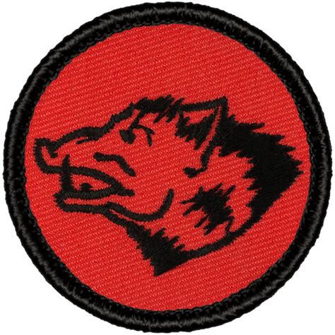 Red And Black Wild Boar Patch R003 2 Inch Diameter Embroidered Patch Etsy