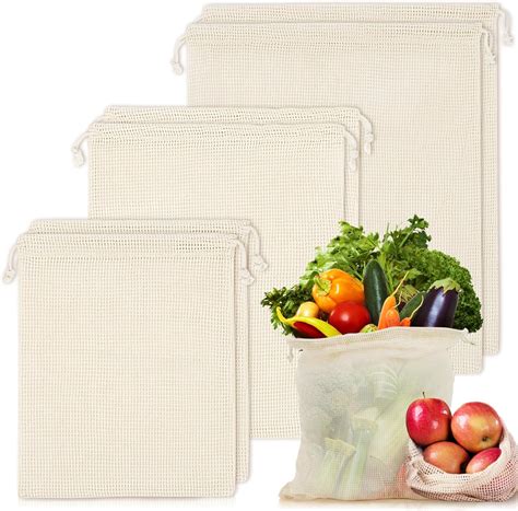 Maqihan 6 Pack Reusable Produce Bags Cotton Mesh Produce