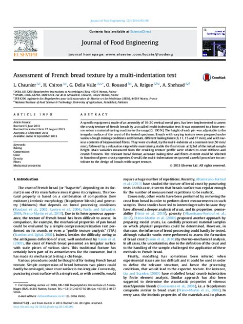 Pdf Assessment Of French Bread Texture By A Multi Indentation Test