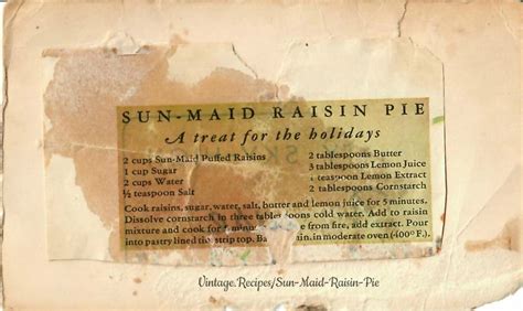 Sun Maid Raisin Pie Vintagerecipes