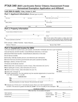Ptax 340 Low Income Senior Citizens Assessment Freeze Homestead