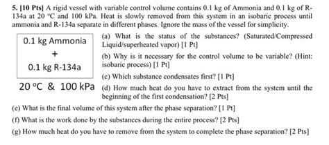 5 10 Pts A Rigid Vessel With Variable Control